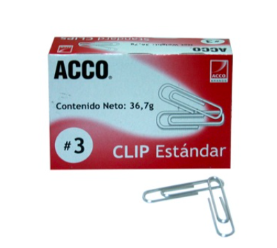Clip Estándar #3, Inoxidable, Caja con 100 Clips, ACCO P1670 | PCDomino.com