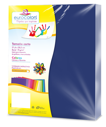 Paquete de 100 Hojas Tamaño Carta, Color Azul Aquamarino, EUROCOLORS ...